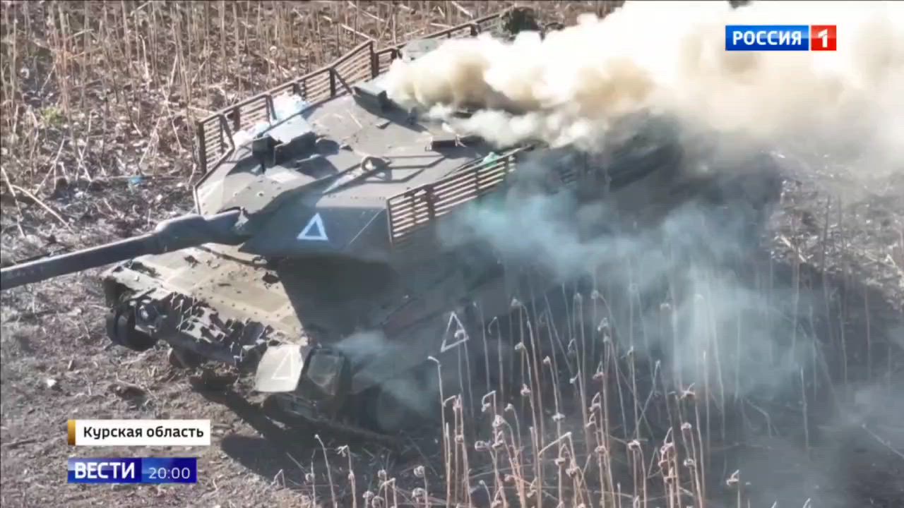 German Leopard 2A6 tank destroyed in the Kursk region from a different ...
