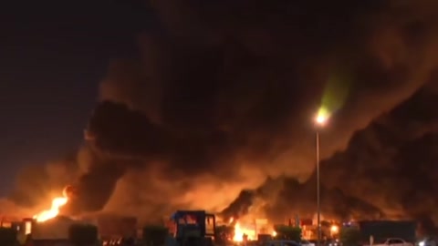 The fire at Shahid Rajaei Port near Bandar Abbas, Iran, continues to ...