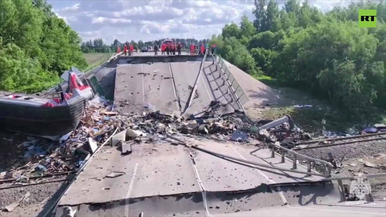 70-strong team clearing rubble after Bryansk region bridge collapse in ...